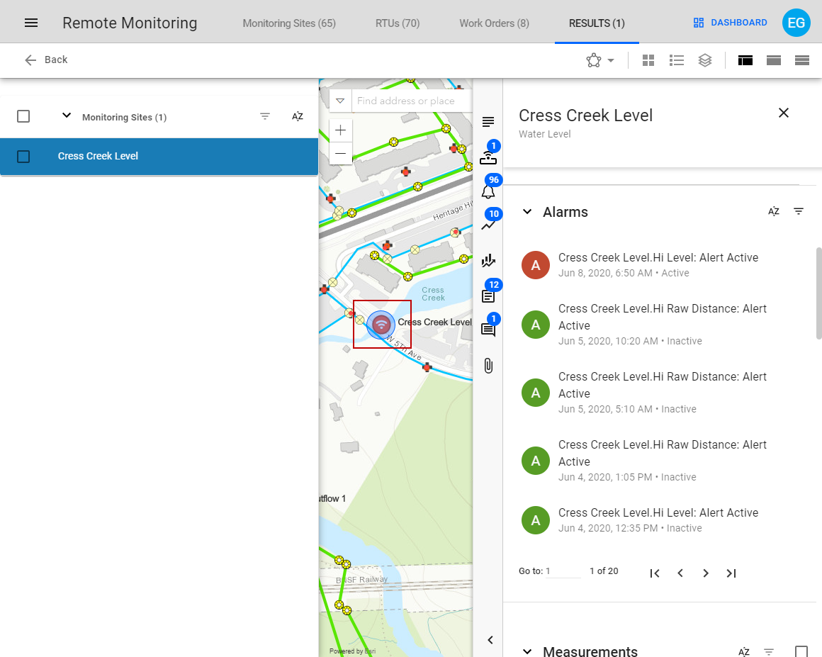 View and Filter Alarms for a Site