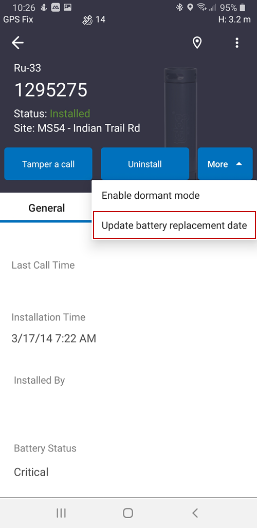 Update an RTU Battery Replacement Date