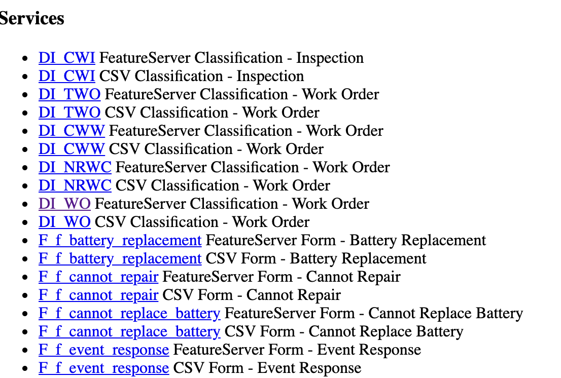 Access the Trimble Unity WM ArcGIS Connector Service Directory